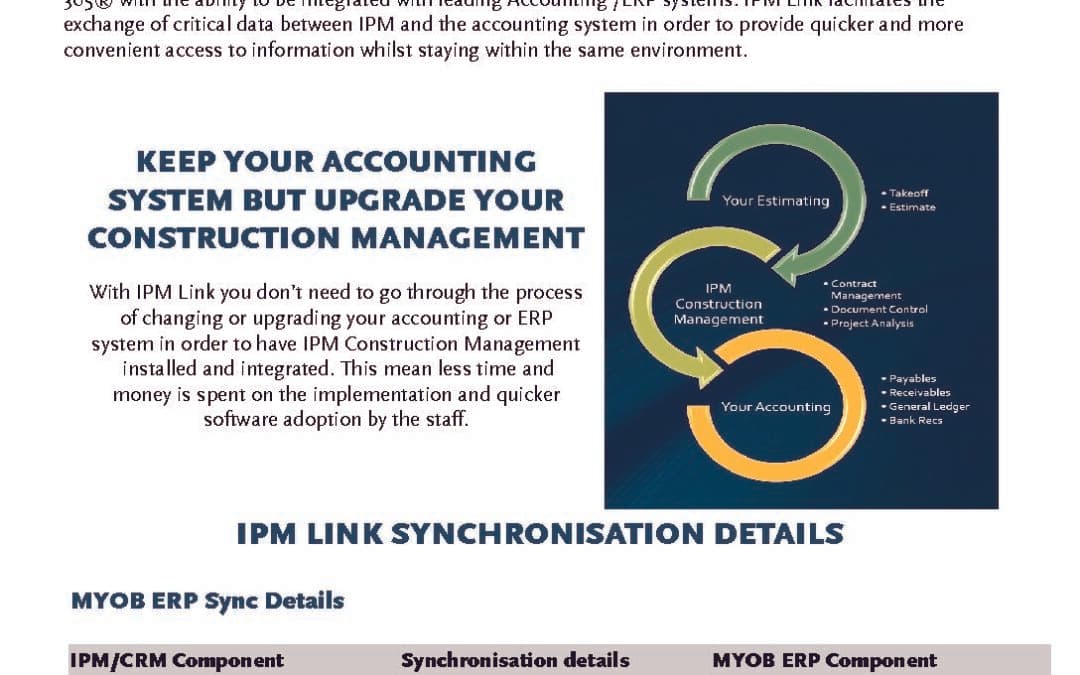 IPM Link MYOB | IPM Construction Management Software - Integrates with ...